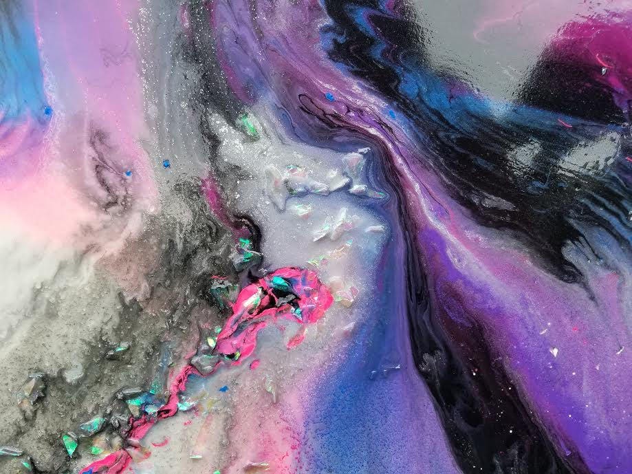 Mystical Pony, Original Resin Painting, Neon Pink, Purple Black, Blue ...