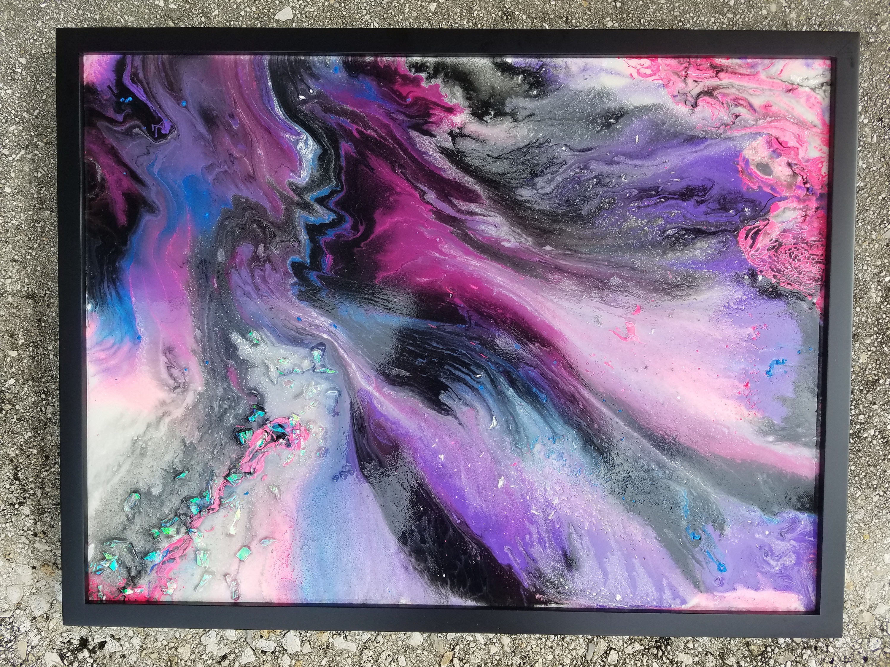 Mystical Pony, Original Resin Painting, Neon Pink, Purple Black, Blue ...