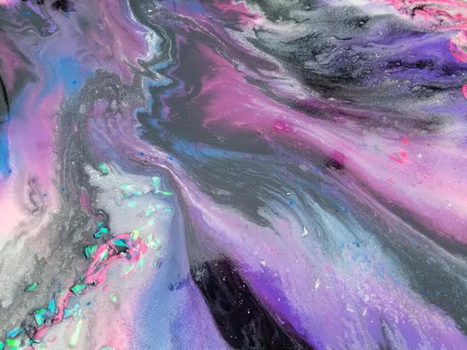 Mystical Pony, Original Resin Painting, Neon Pink, Purple Black, Blue ...