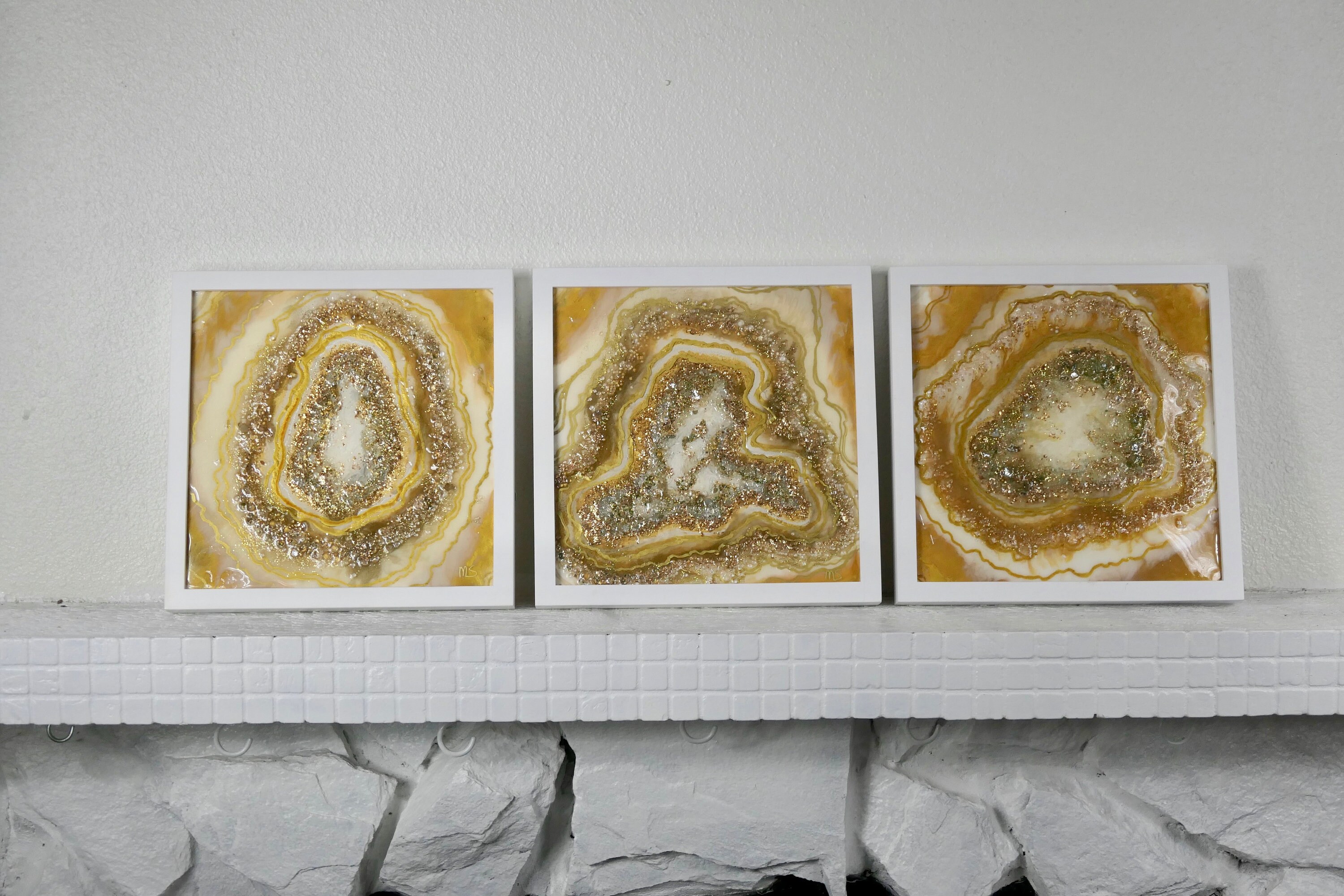 Golden Geode Collection, Original Mixed Media Resin Art, Gold Leaf ...