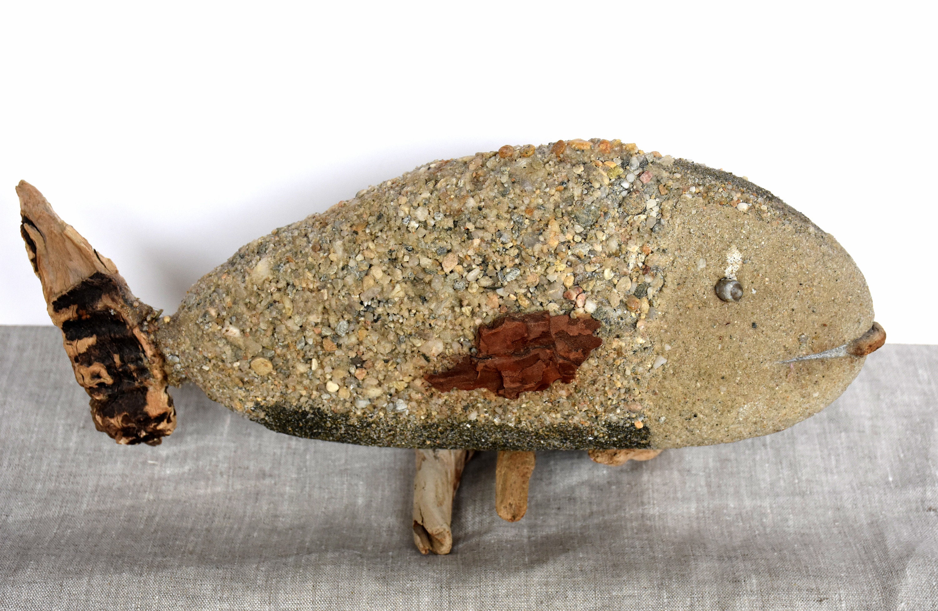 THE FISH Stone Pebbles and Driftwood Art - Etsy