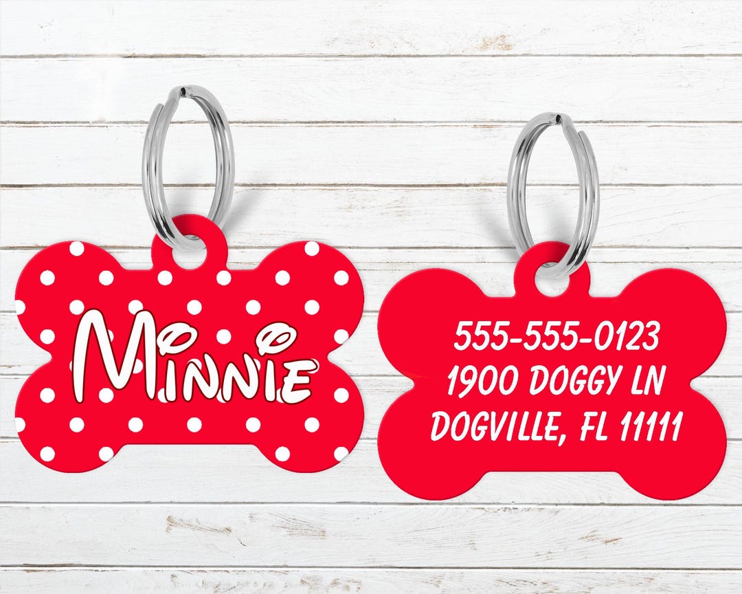 Minnie Mouse Disney Dog Tag, Personalized Pet Tag, Pet Id Tag for Dogs ...
