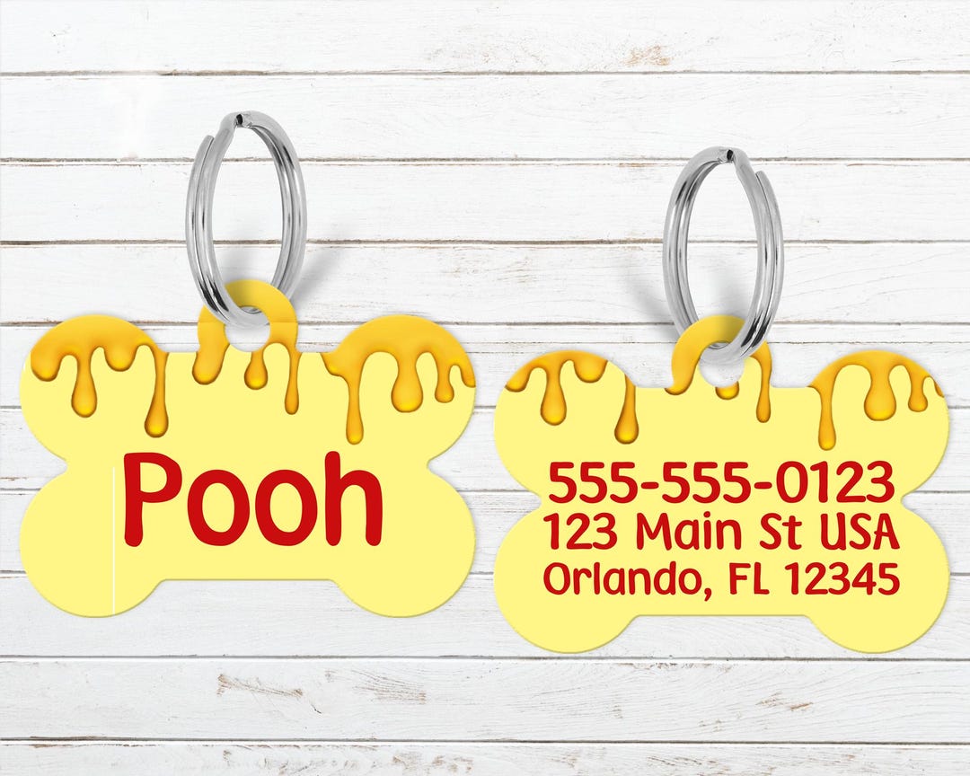 Winnie the Pooh Disney Dog Tag, Personalized Pet Tag, Pet Id Tag for ...