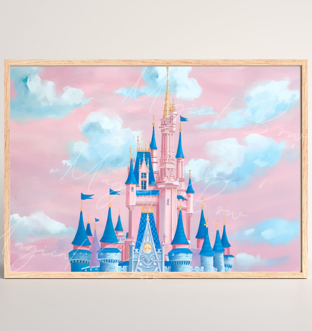 Pastel Disney Castle Painting, Disney Wall Art Print, Disney Nursery ...