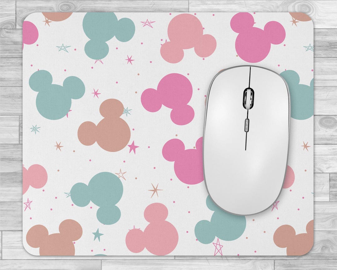 Pink and Blue Mickey Head Mousepad, Office Accessories, Unique Mousepad ...