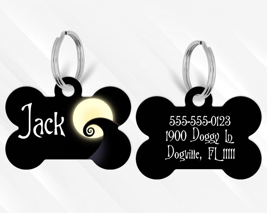 Jack Skellington Pet Tag, Halloween Dog Tag, Pet Tag, Pet ID Tag ...