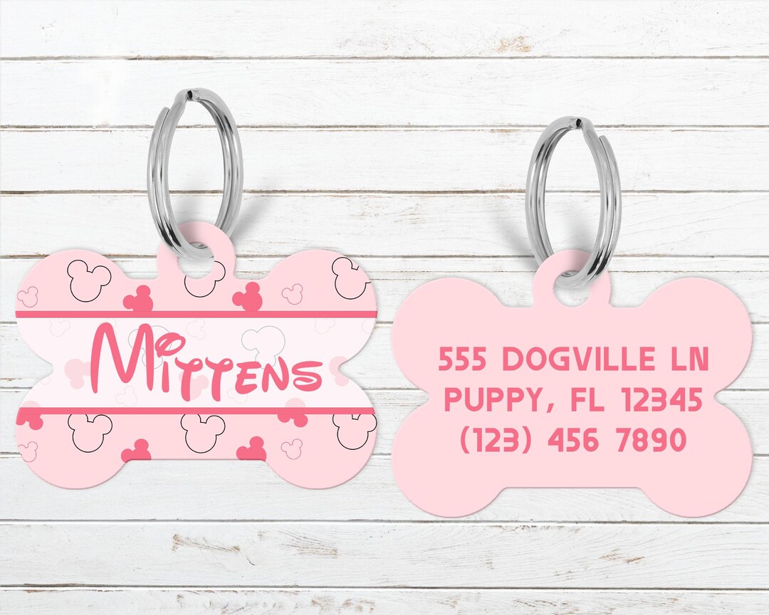 Pink Disney Pattern Dog Tag, Disney Castle, Disney Pet Tag, Disney Pet ...