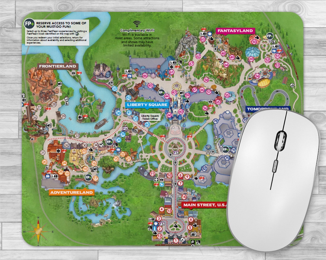 Magic Kingdom Map Mousepad, Office Accessories, Gift for Her, Unique ...