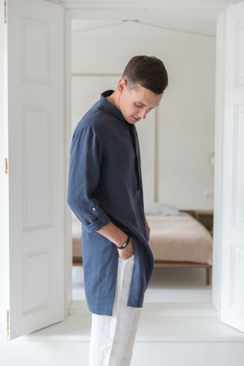 The Linen Tunic Men: Casual Linen Tunic for Men Mens Tunic - Etsy