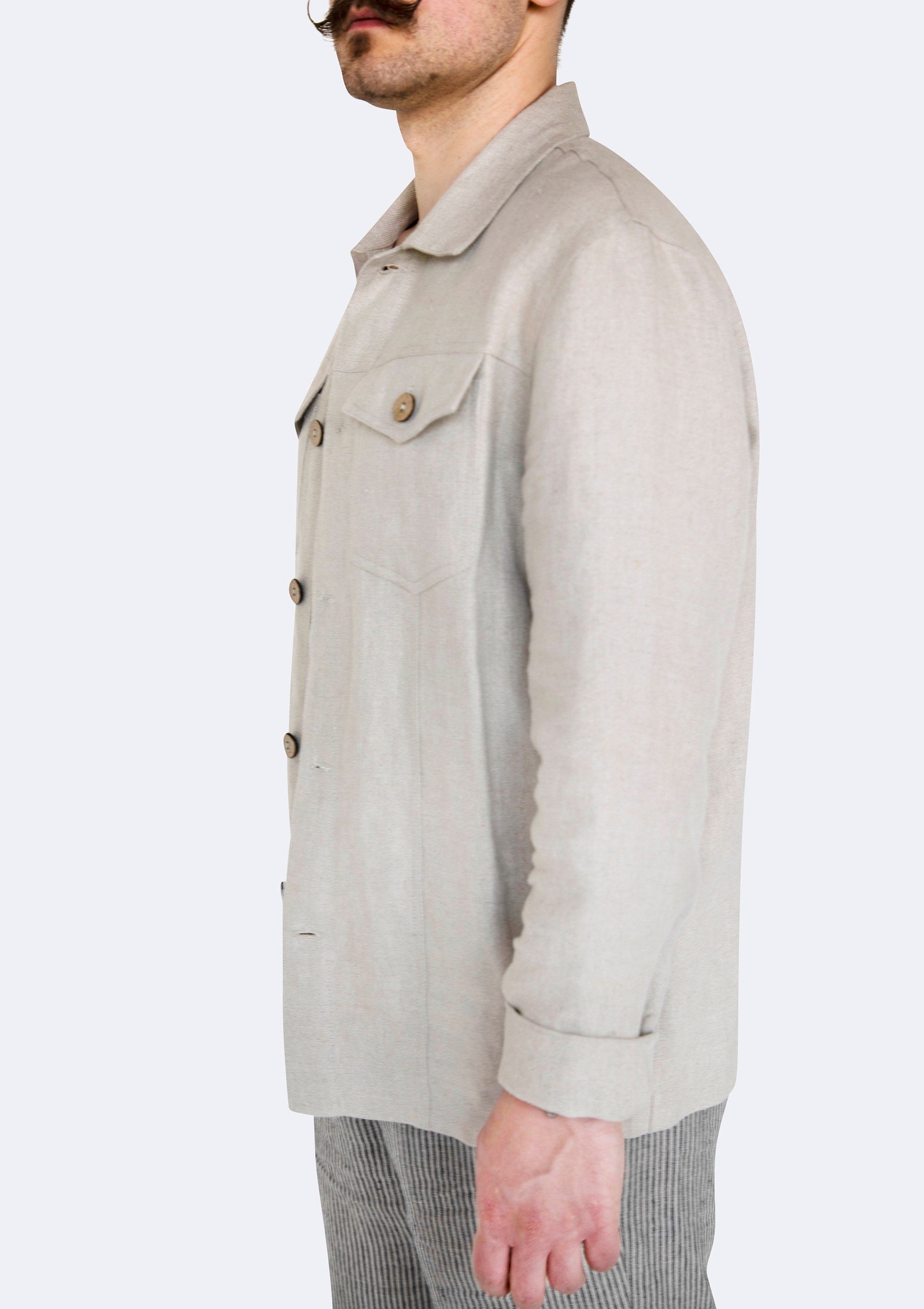 The Linen Overshirt – Relaxed Fit Summer Jacket in Natural Linen, Smart ...