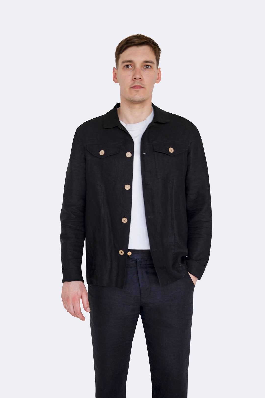 The Linen Overshirt – Heavyweight Linen Shirt Jacket for Men, Relaxed ...