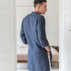 The Linen Tunic Men: Casual Linen Tunic for Men, Mens Tunic Shirt, Long ...