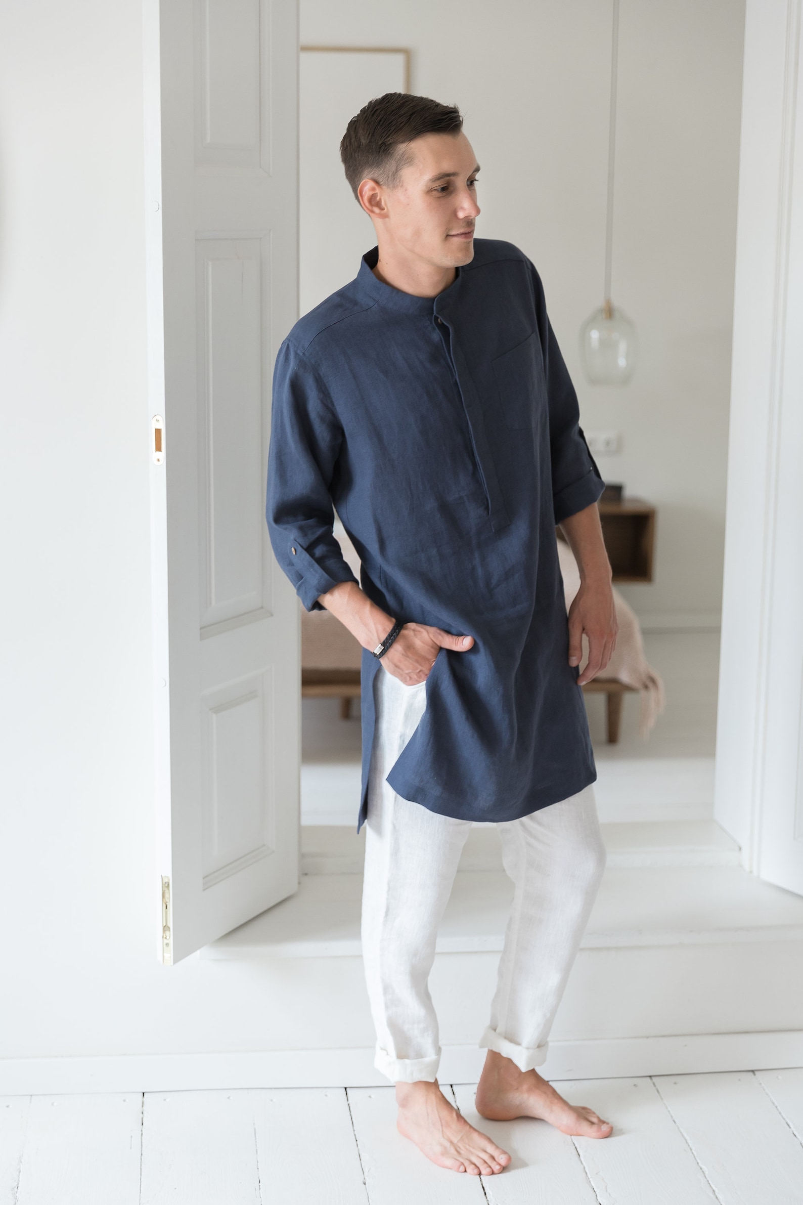 The Linen Tunic Men: Casual Linen Tunic for Men Mens Tunic - Etsy
