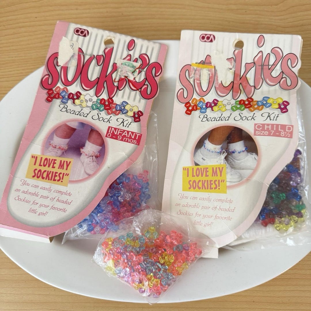 Vtg Toddler Girls Beaded Sock Kit Lot Bobby Sockies Pink Purple 80s 90s ...