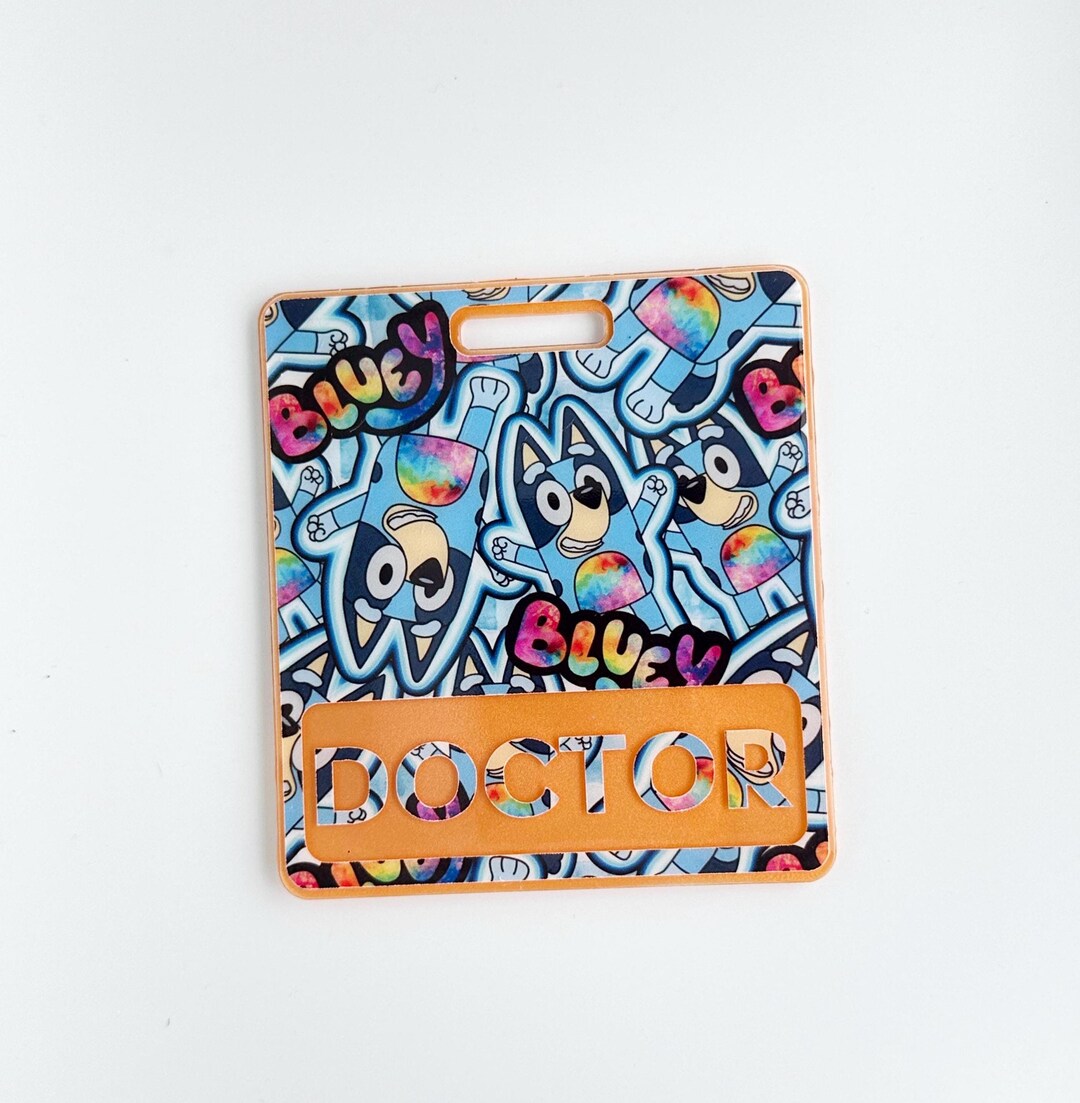 Blue Dog Rainbow Badge Buddy Cartoon, Pediatrics, Name, Tag, Nurse ...
