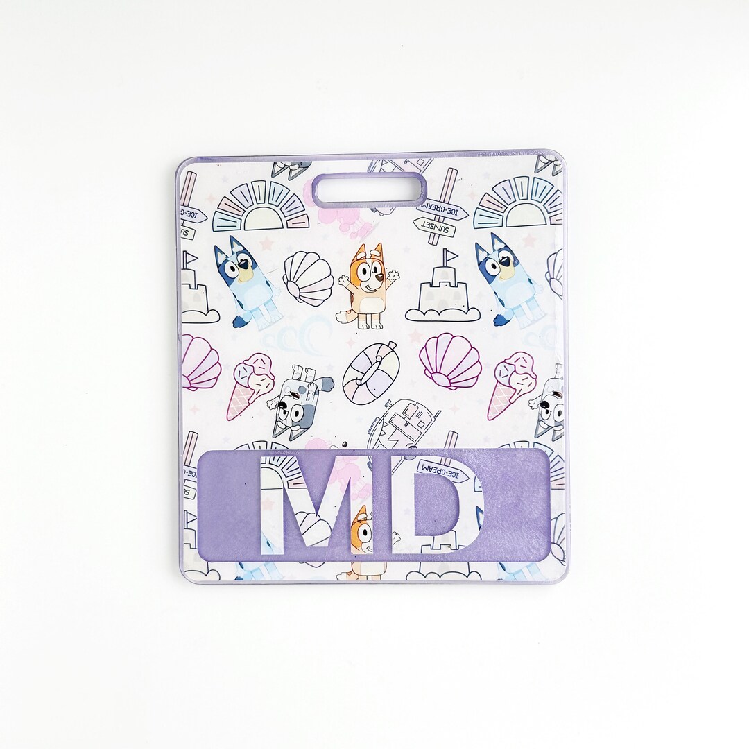 Blue Dog Beach Theme Badge Buddy Bluey, Cartoon, Pediatrics, Name, Tag ...