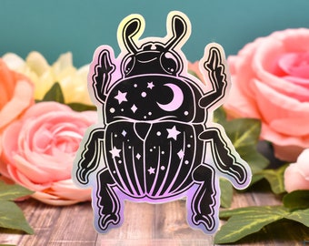 Cute Holographic Pink Beetle Sticker Confetti Beetle Glittery Kawaii ...