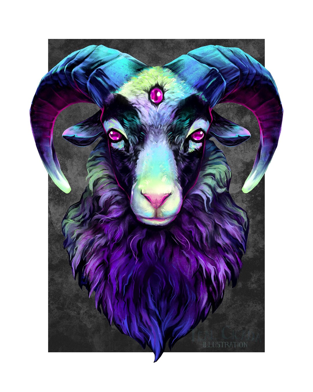 Triple Eyed Goat Print - Etsy