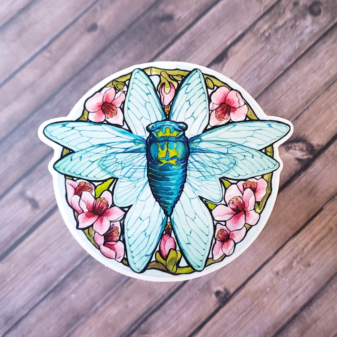 Teal Cicada Sticker - Etsy
