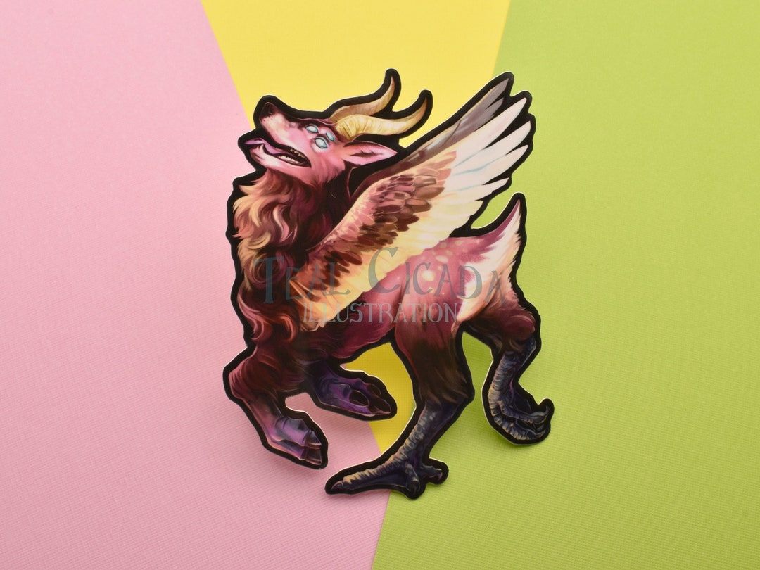 Winged Goat Vinyl Sticker - Etsy
