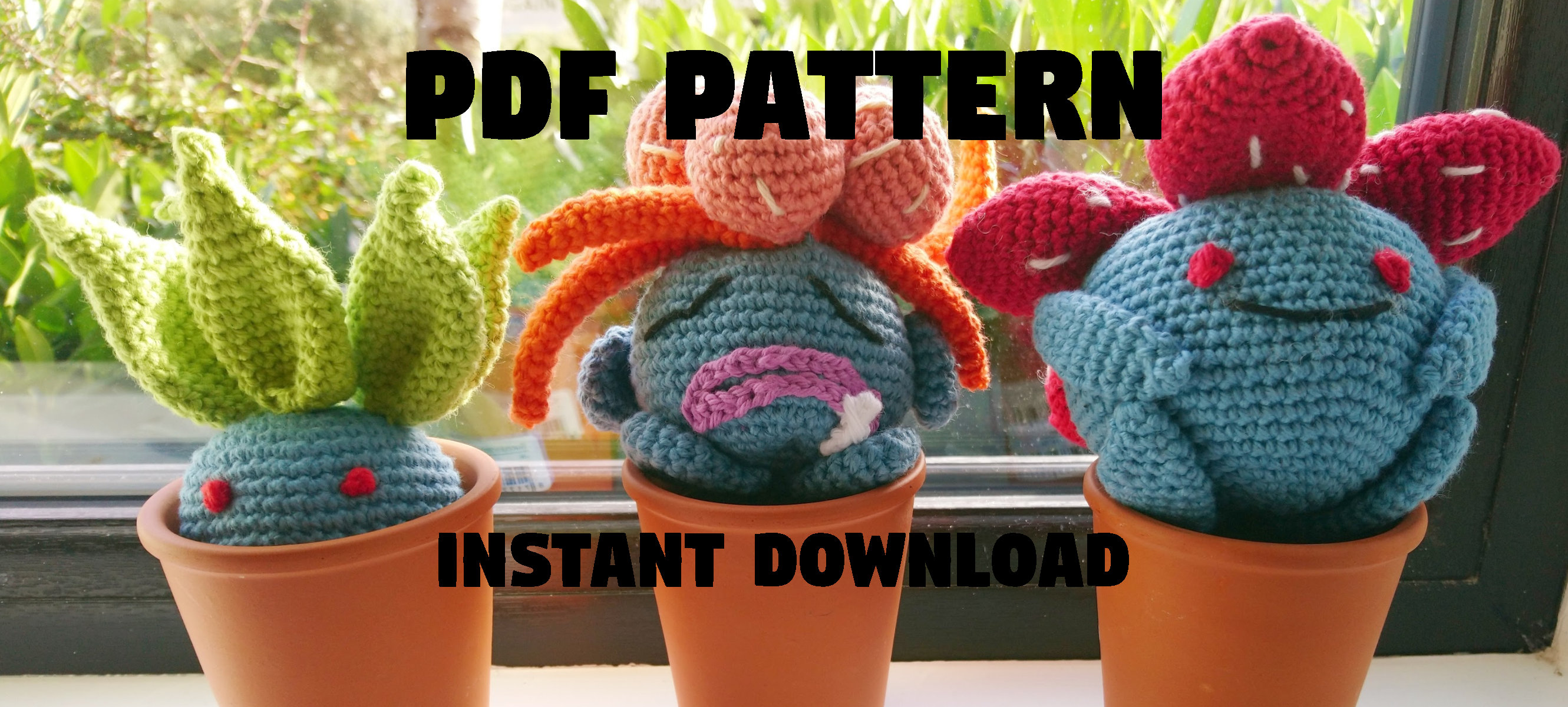 PDF 3 in 1 Pattern- Oddish, Gloom, Vileplume- Instant Download - Etsy