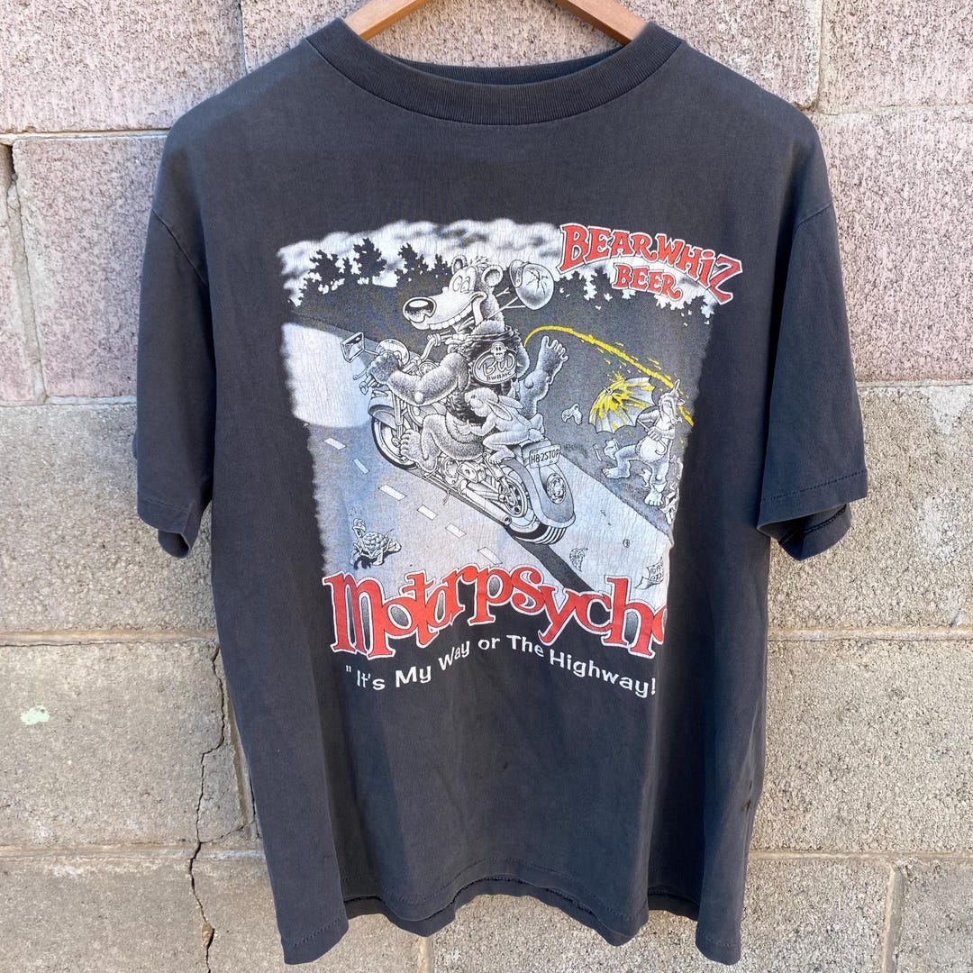 VTG 90’s Bear Whiz Beer Motorpsycho Single Stitch Shirt Men’s Large USA ...