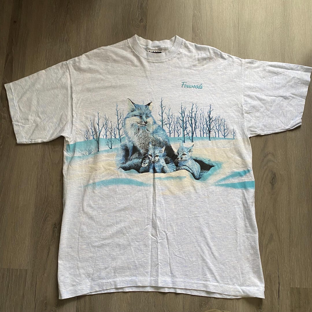 Vintage Foxwoods Fox Foxes Animal XL Shirt Graphic Print 1992 Front and ...