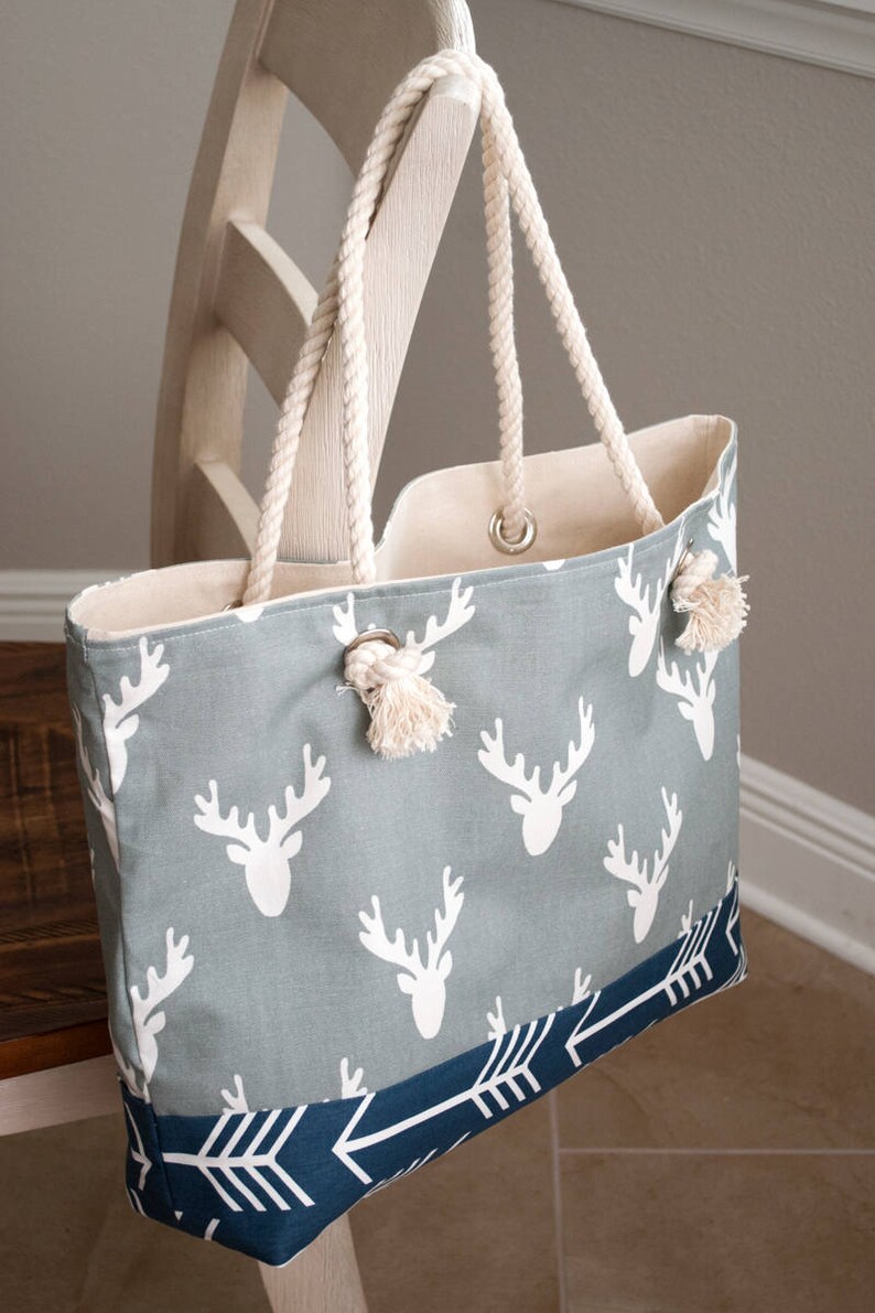 Antler and Arrow Tote Bag Beach Bag Lake Bag Weekend - Etsy