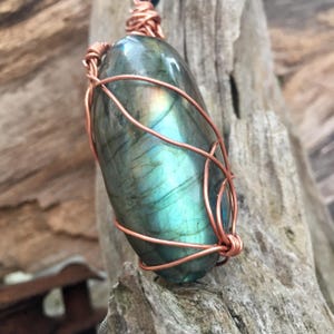 Labradorite Pipe, Pendant Necklace, Stone Pipe, Crystal Healing, Wire ...