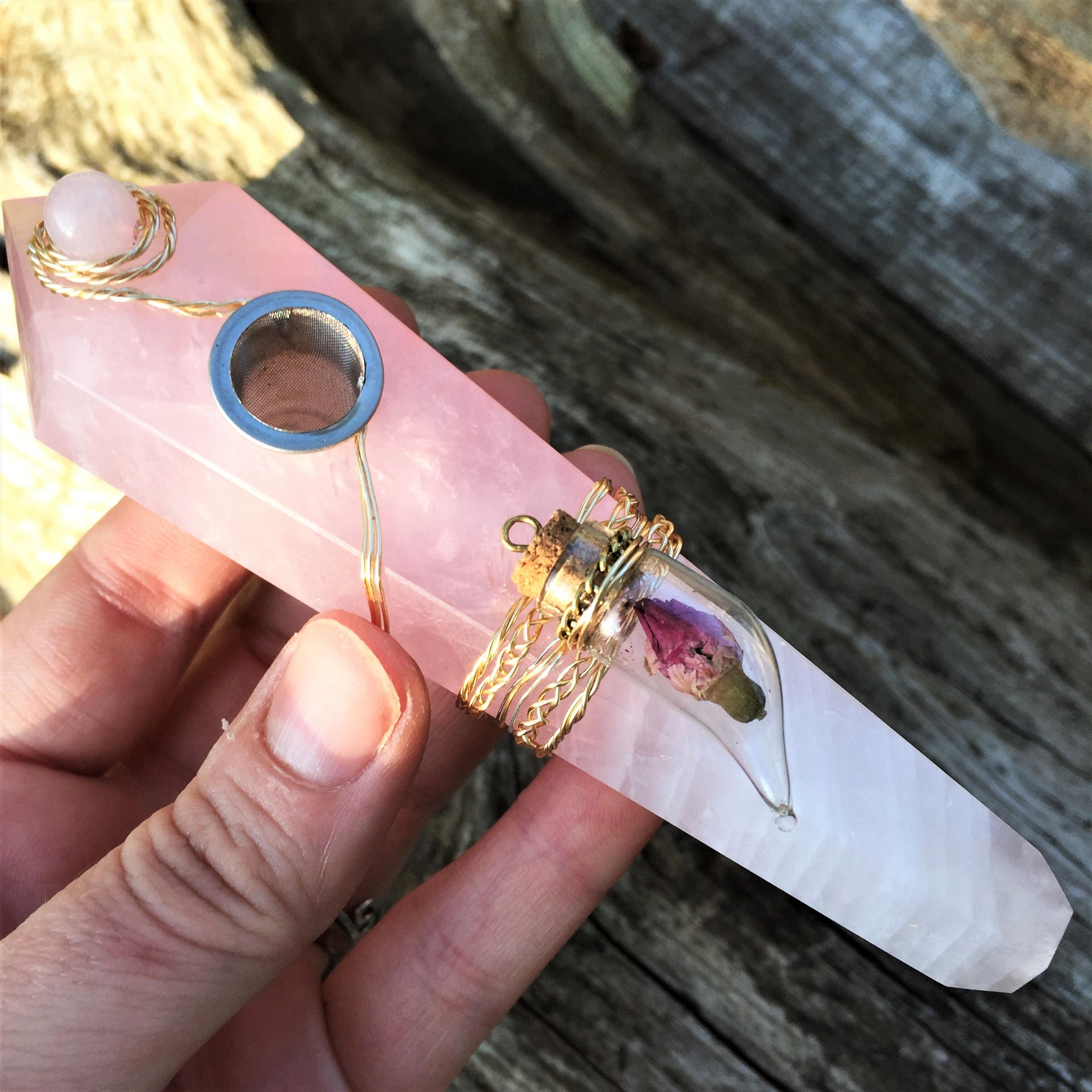 Crystal Pipe Custom Pipe Rose Quartz Pipe Smoking Pipe | Etsy