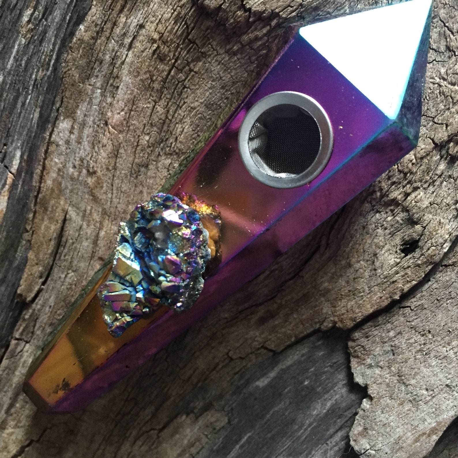 Rainbow Aura Crystal Pipe Quartz Crystal Smoking Pipe Gift | Etsy