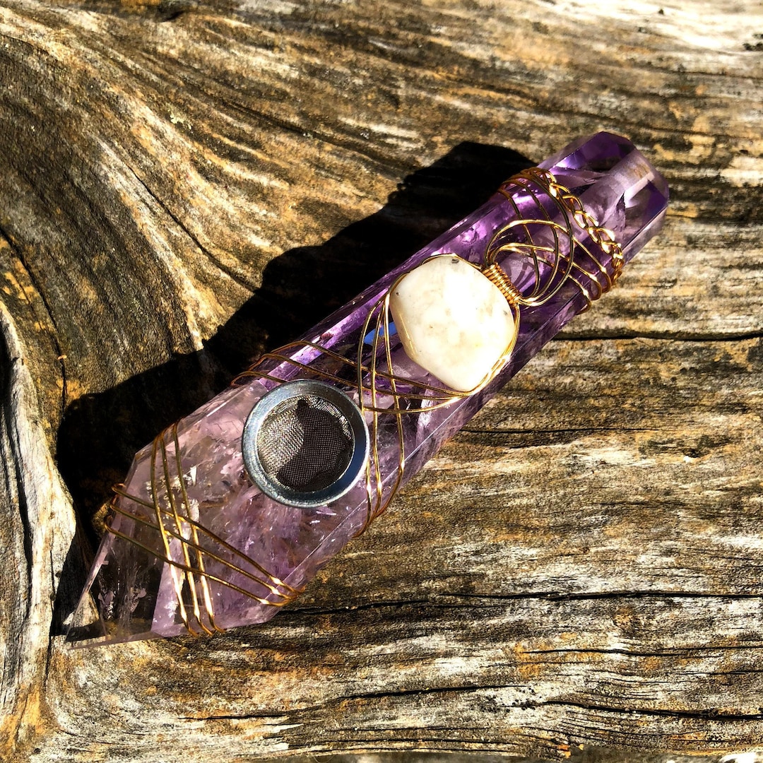 Quartz Pipe, Purple Pipe, Smoke Pipe, Tobacco Pipe, Amethyst Crystal ...