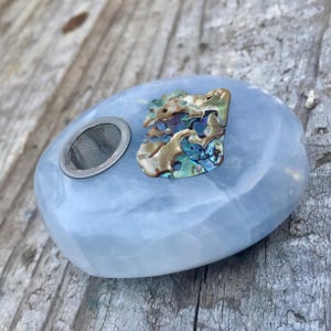 Light Blue Crystal Pipe, Abalone Natural Celestite Quartz Custom ...
