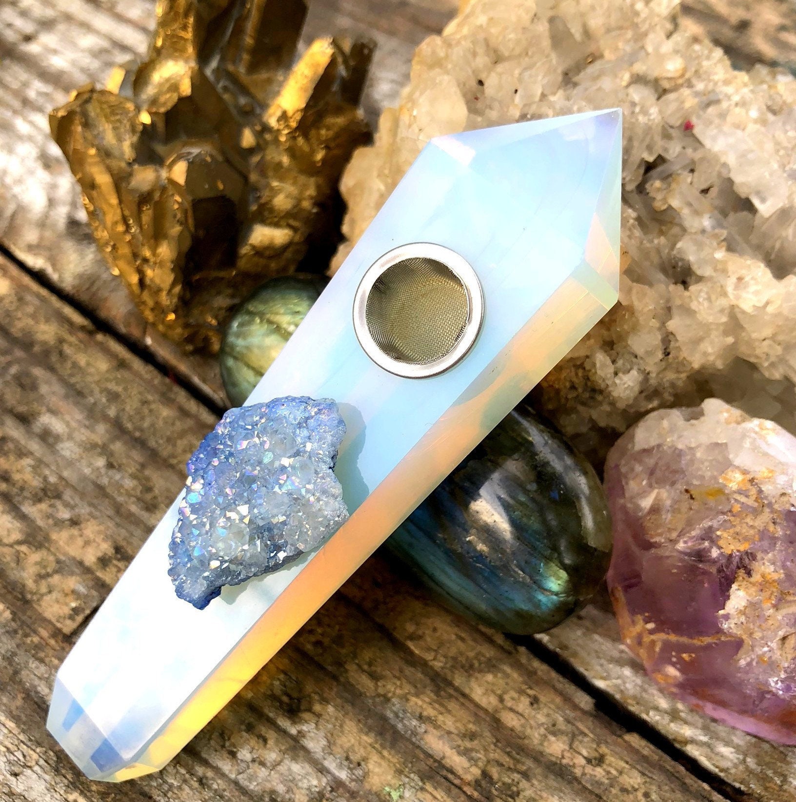 Large Glass Pipe Opal Pipe Agate Pipe Crystal Pipe | Etsy