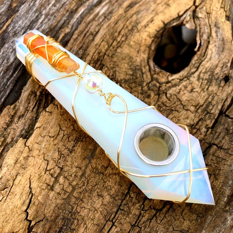 Large Glass Pipe Opal Crystal Pipe Pipes for Smoking Glass - Etsy