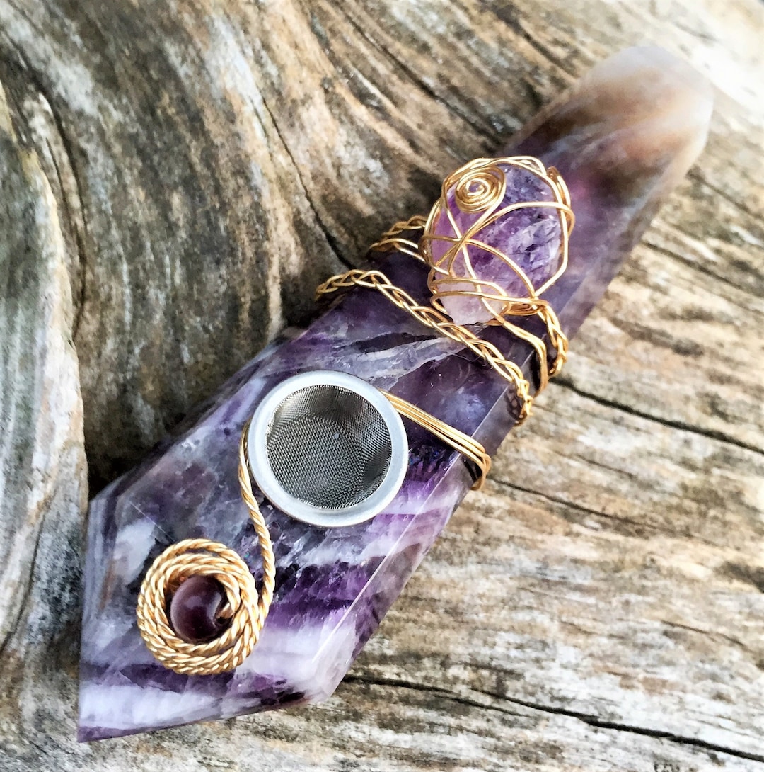 Purple Amethyst Pipe, Custom Pipe, Crystal Pipe, Natural Amethyst ...