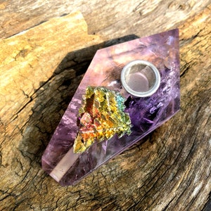 Rainbow Bismuth Pipe, Crystal Pipe, Amethyst Pipe, Rainbow Bismuth ...