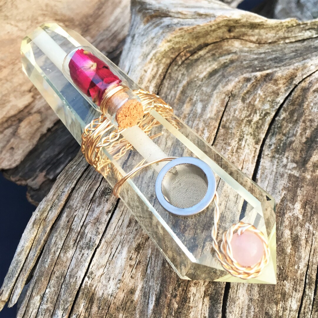 Large Clear Pipe, Rose Quartz, Crystal Pipe, Glass Pipe, Smoking Pipe ...