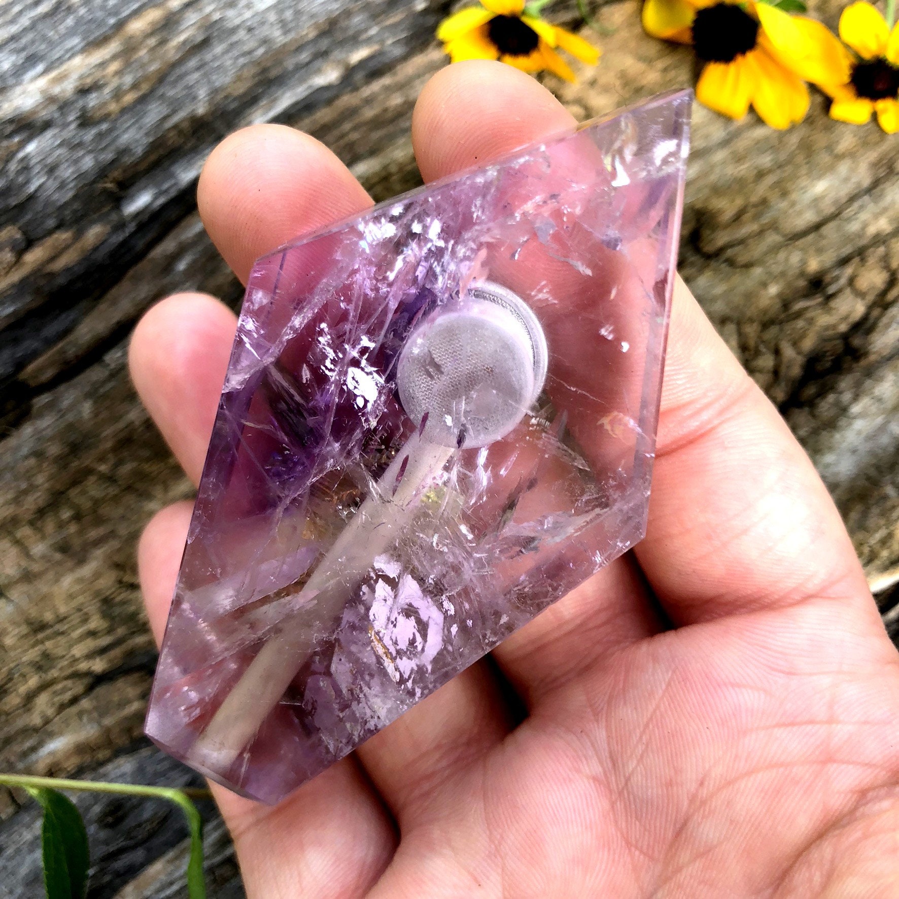 Rainbow Bismuth Pipe Crystal Pipe Amethyst Pipe Rainbow | Etsy