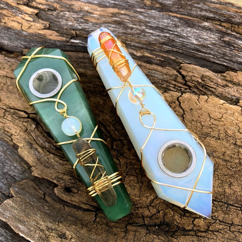 Large Glass Pipe Opal Crystal Pipe Pipes for Smoking Glass - Etsy