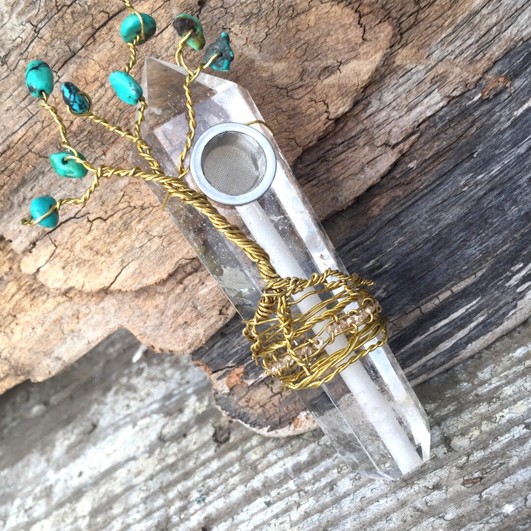 Arbre de vie turquoise, pipe en cristal personnalisée, pipes en cristal ...