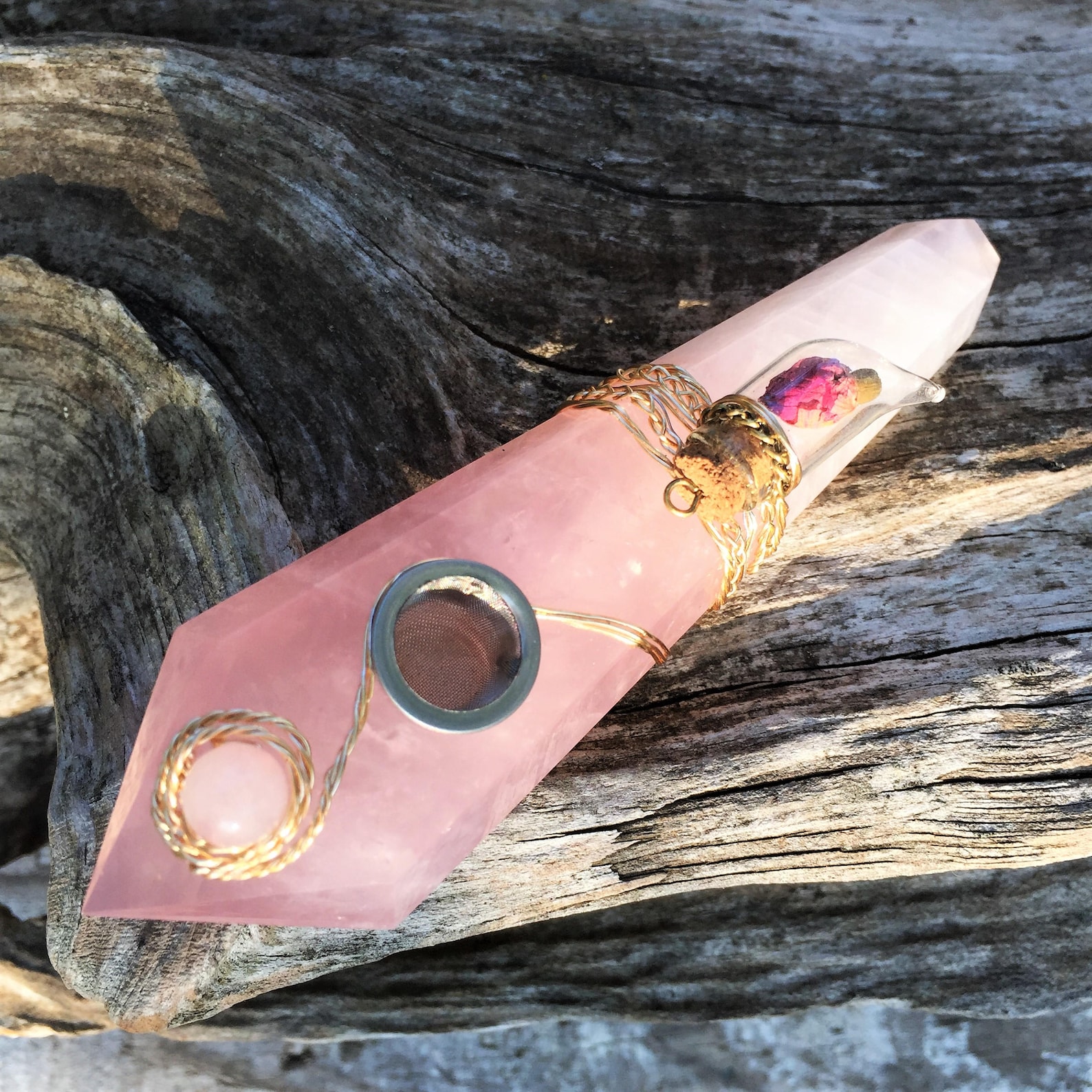 Crystal Pipe Custom Pipe Rose Quartz Pipe Smoking Pipe | Etsy