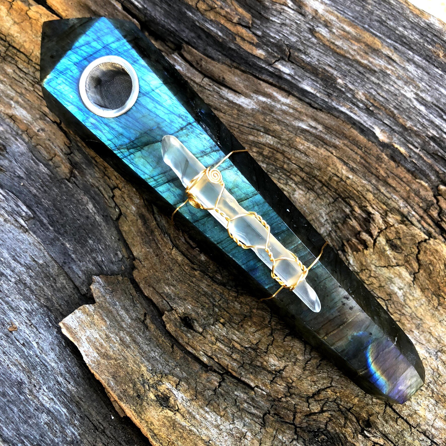 Large Labradorite Pipe, Wire Wrap Crystal, Custom Gemstone Pipe, Custom ...