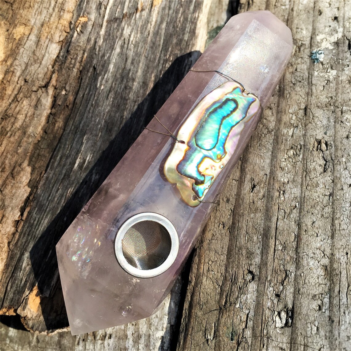 Light Amethyst Crystal Pipe, Abalone Natural Crystal Smoking Pipe ...