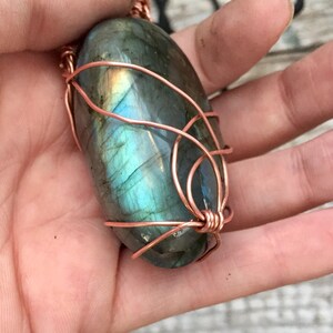 Labradorite Pipe, Pendant Necklace, Stone Pipe, Crystal Healing, Wire ...