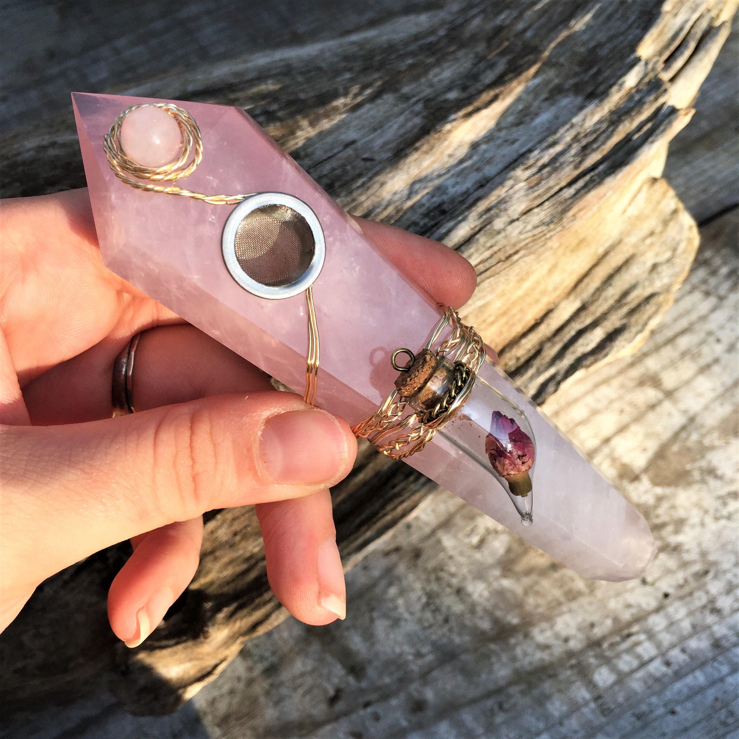 Crystal Pipe Custom Pipe Rose Quartz Pipe Smoking Pipe | Etsy