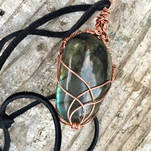 Labradorite Pipe, Pendant Necklace, Stone Pipe, Crystal Healing, Wire ...