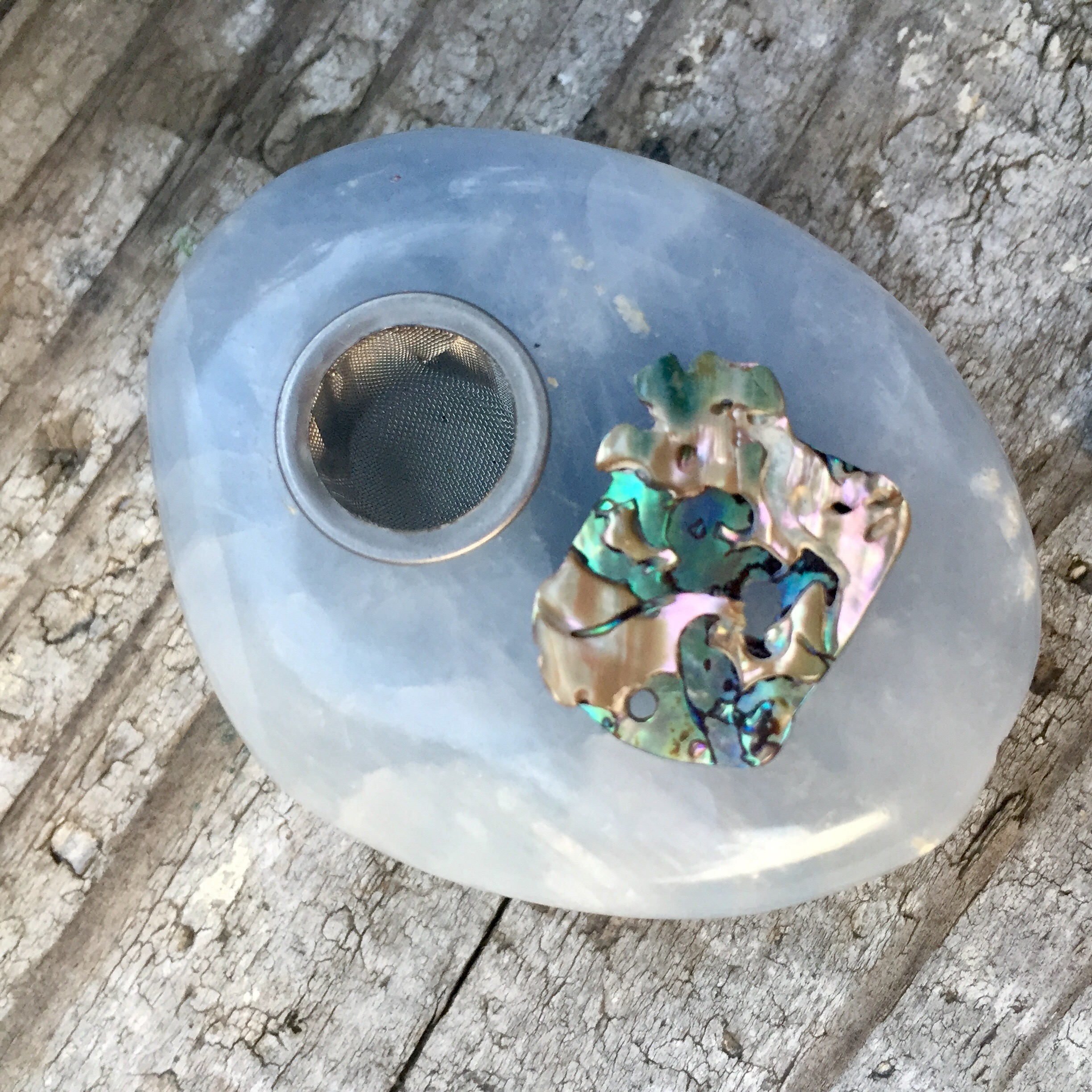 Light Blue Crystal Pipe, Abalone Natural Celestite Quartz Custom ...
