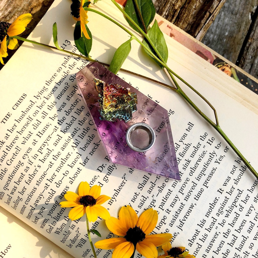 Rainbow Bismuth Pipe, Crystal Pipe, Amethyst Pipe, Rainbow Bismuth ...
