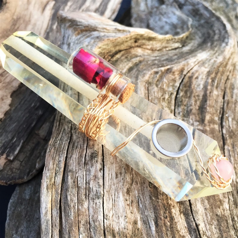Large Clear Pipe Rose Quartz Crystal Pipe Glass Pipe - Etsy
